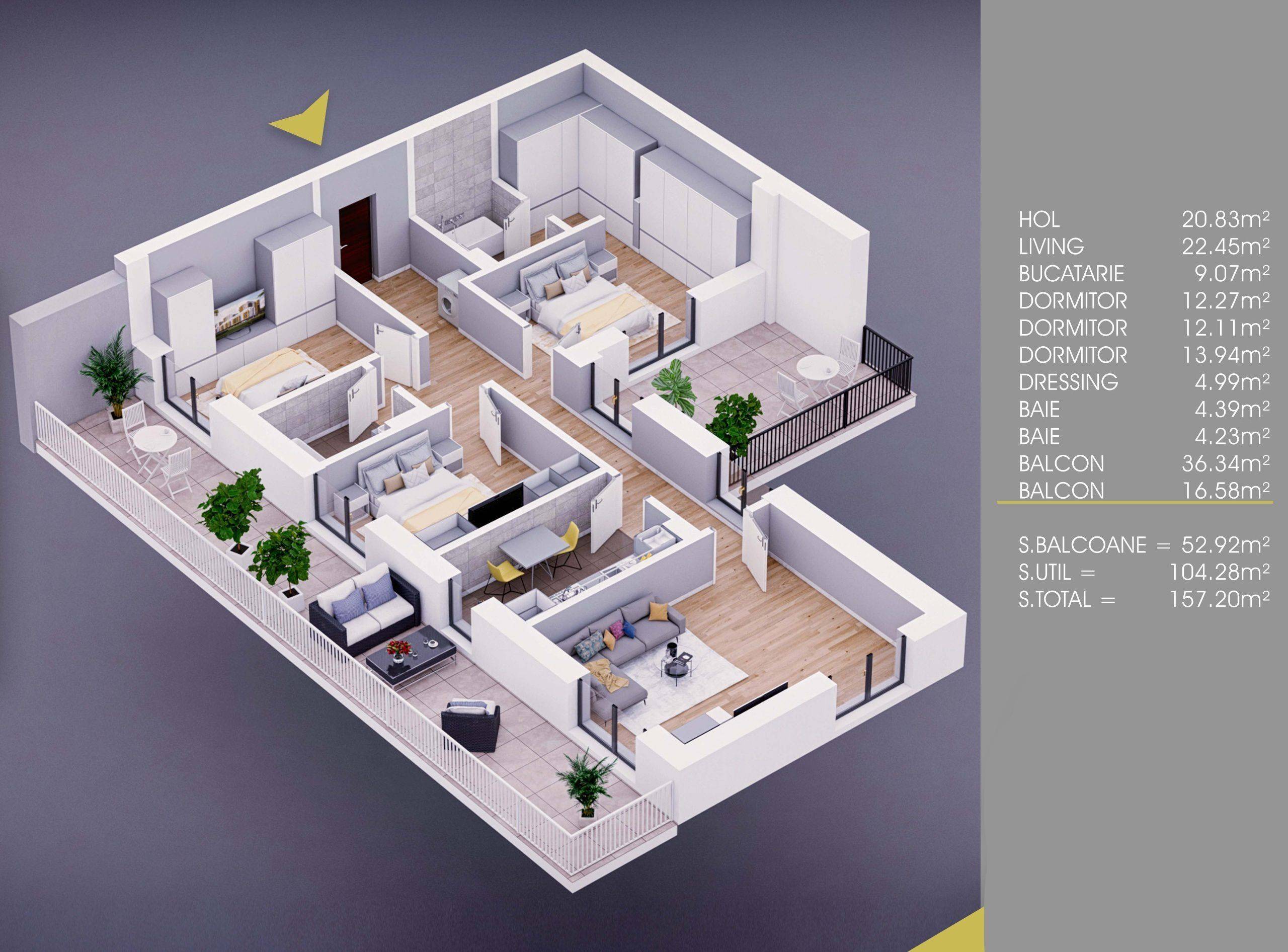 4 camere Terasa 53mp Penthouse | Parcare Gratis | 10 min M. N. Teclu ...